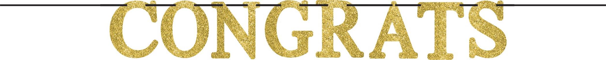 Glitter Gold Congrats Letter Banner | Party City