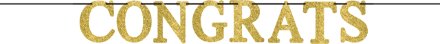Glitter Gold Congrats Letter Banner | Party City