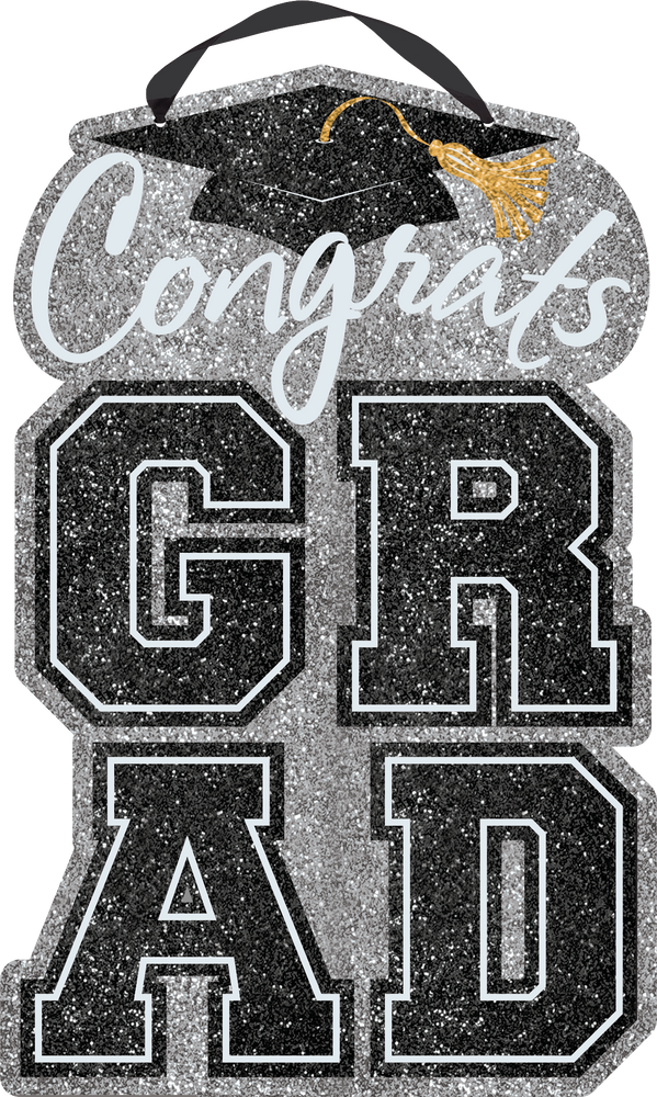 Glitter Congrats Grad Graduation Sign | Party City