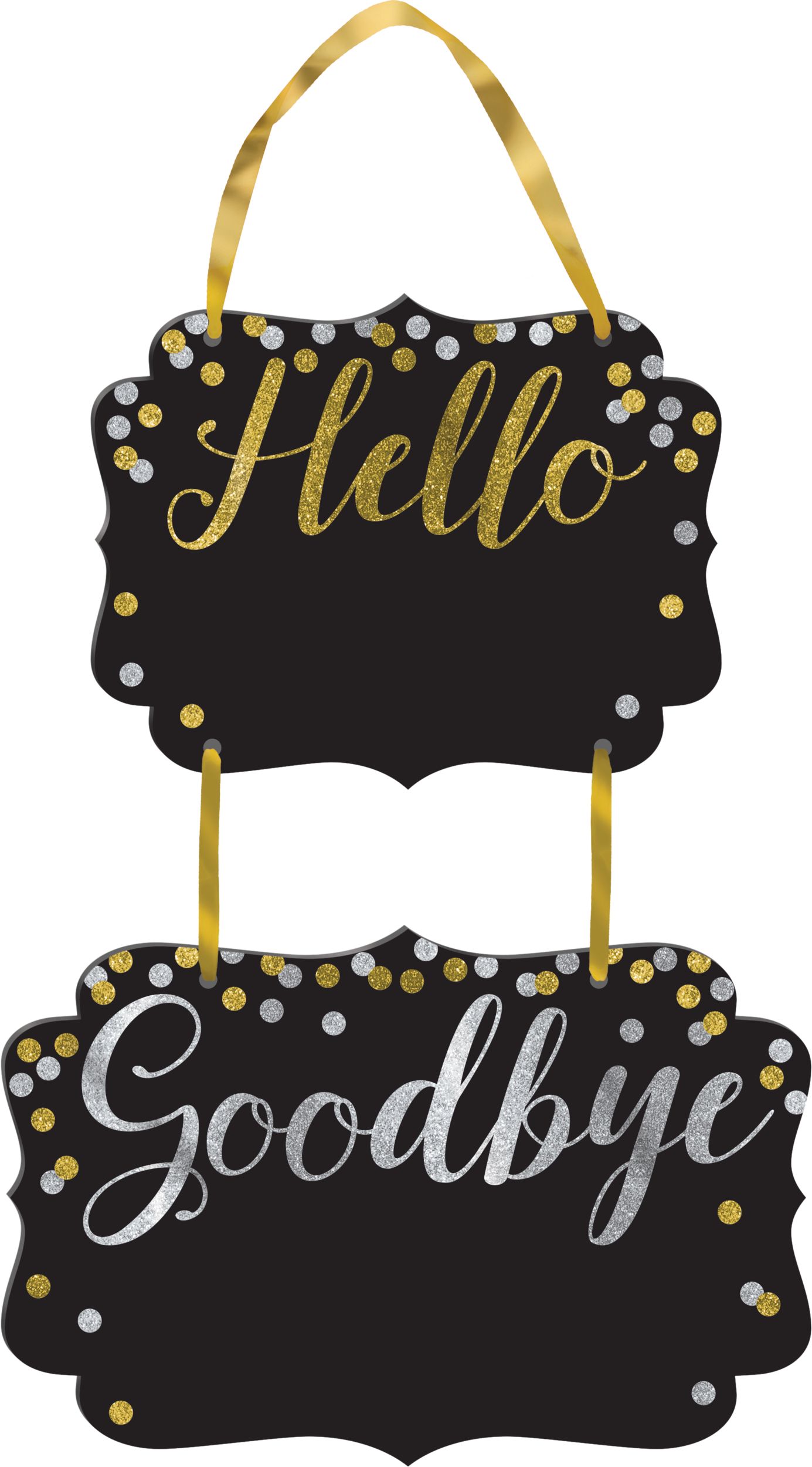 Glitter Hello Goodbye Chalkboard Sign | Party City