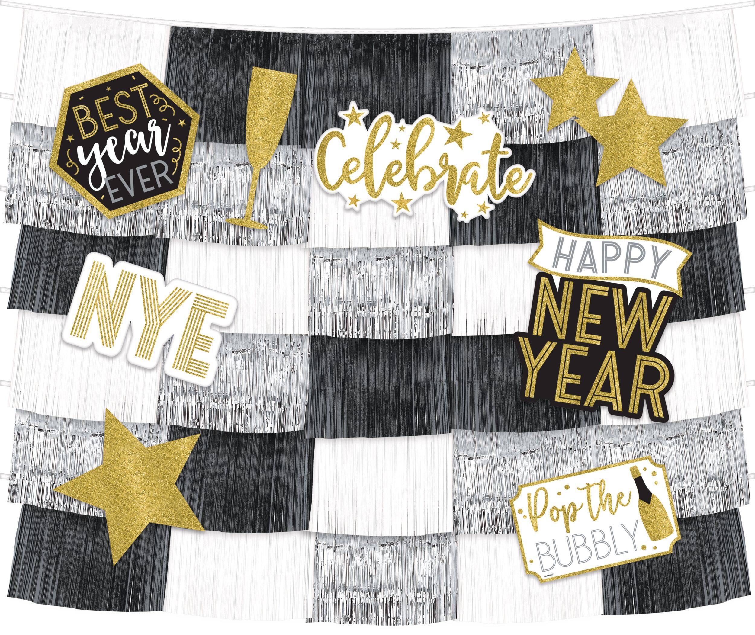 New Year's Eve Fringe Banners with Cutouts, 14-pc | Party City