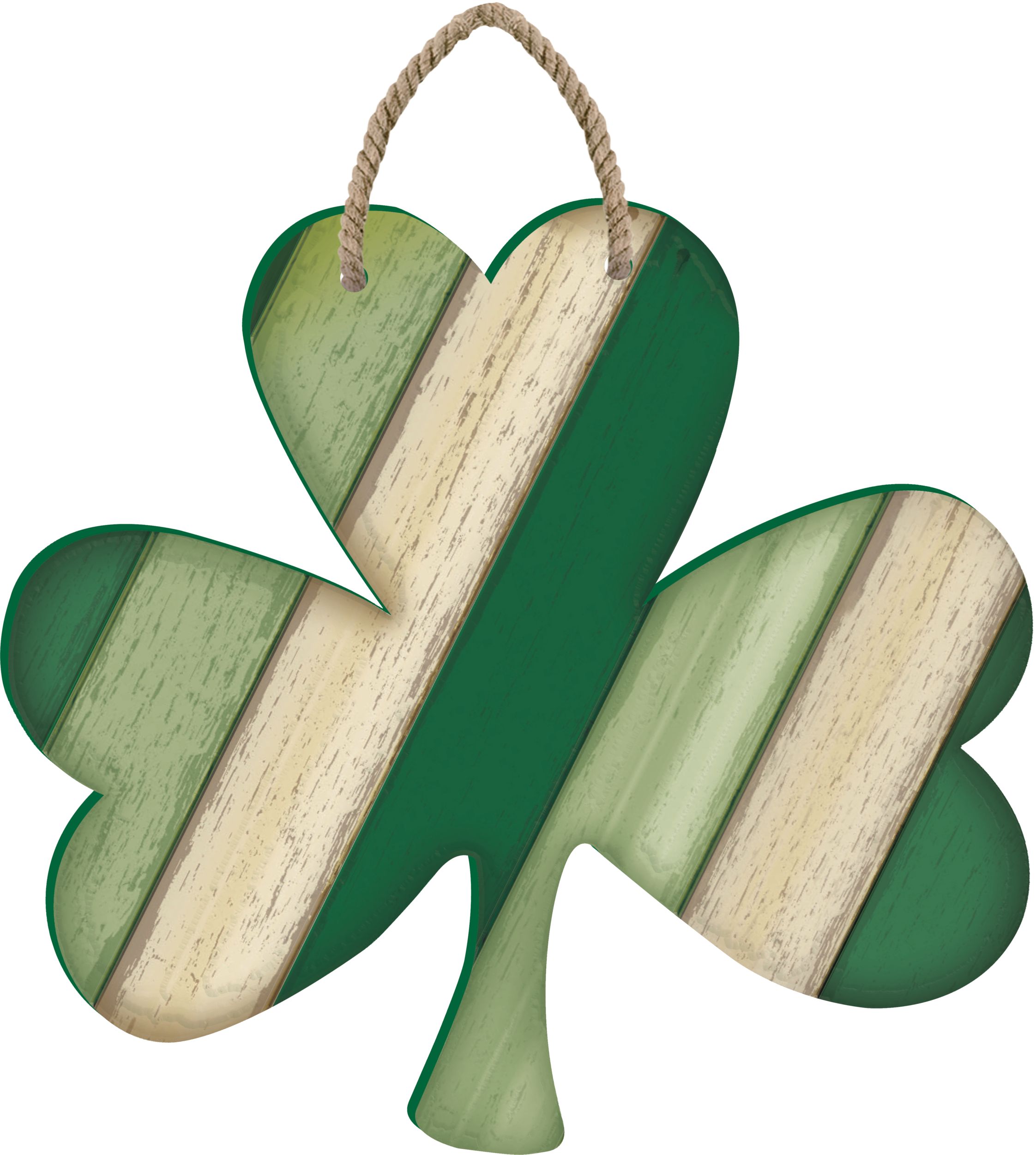 Shamrock Hanging Sign Decoration, Green, Striped, 13-in, for St ...