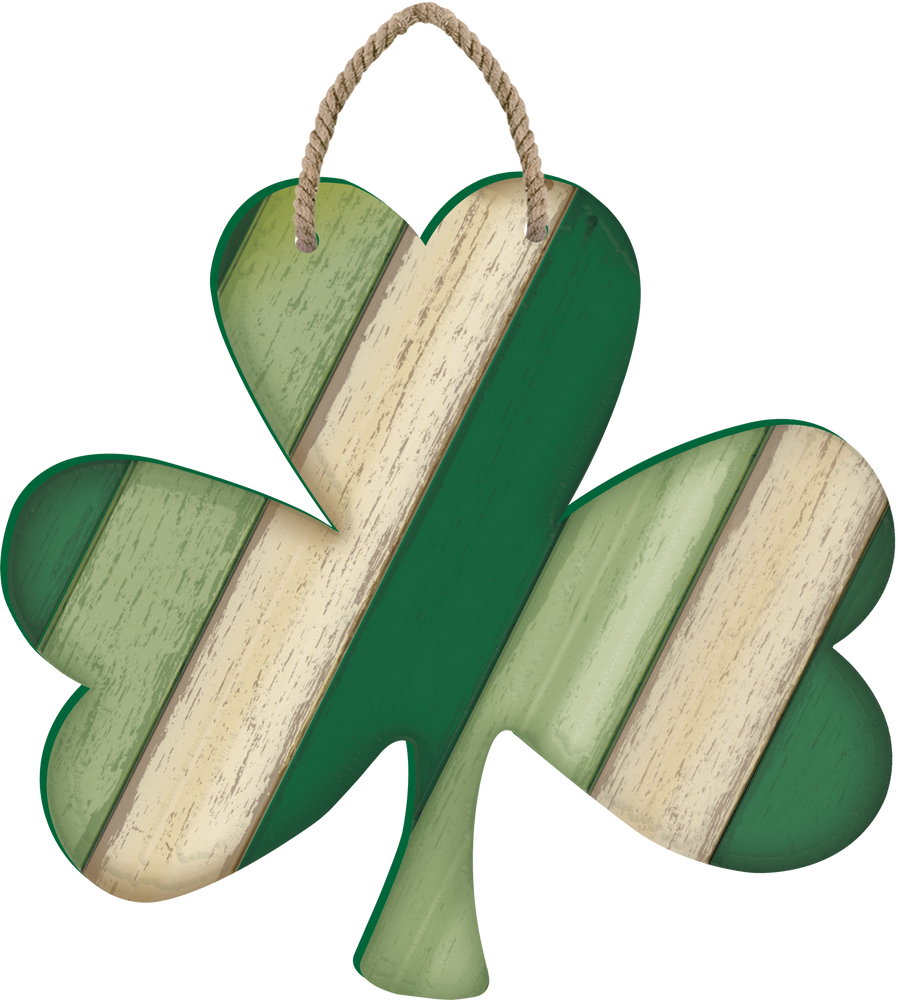 St. Patrick's Day Rustic Striped Shamrock Sign, Green | Party City