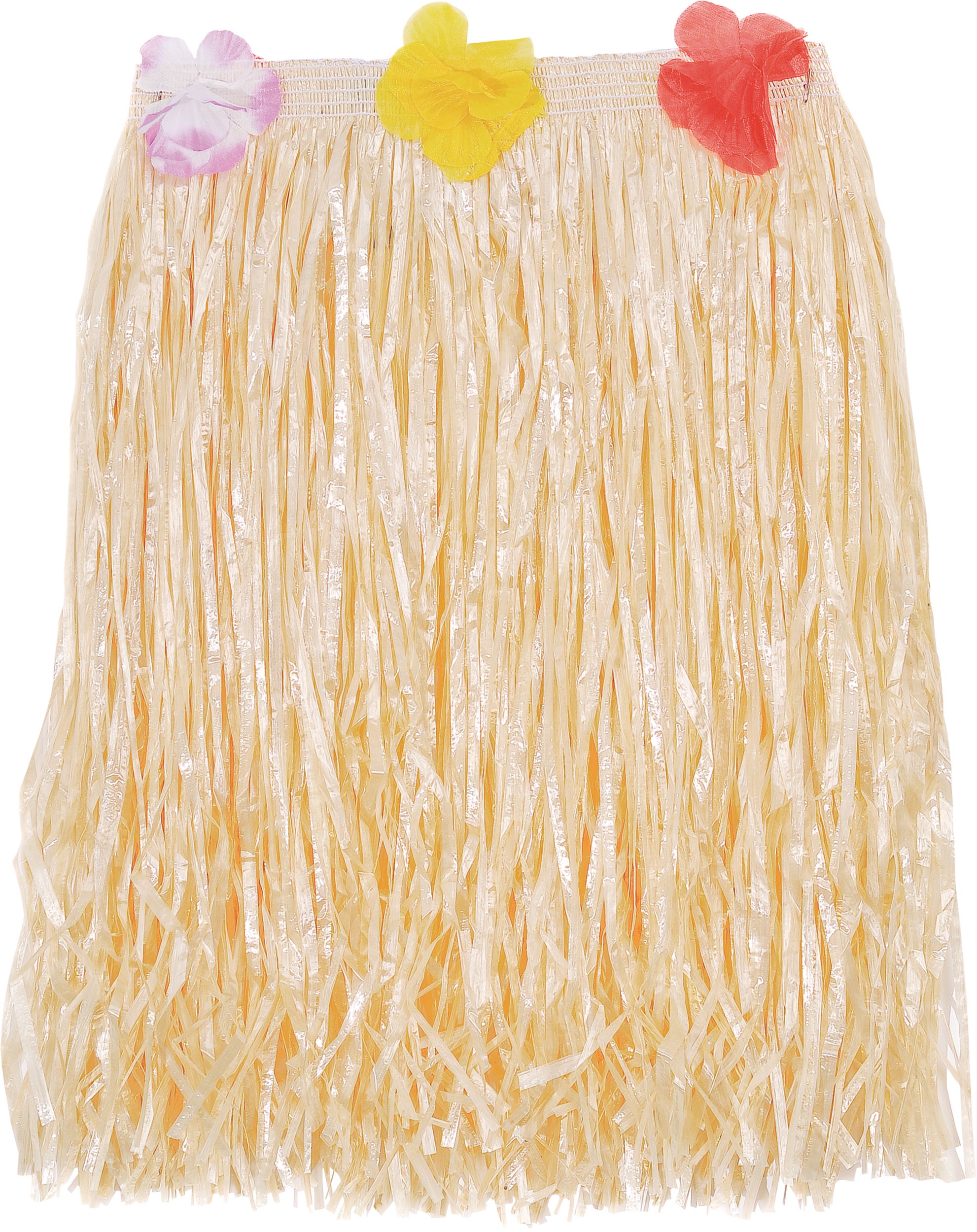 Adult Plastic Grass Hula Skirt with Flowers, Tan, One Size, for Summer ...