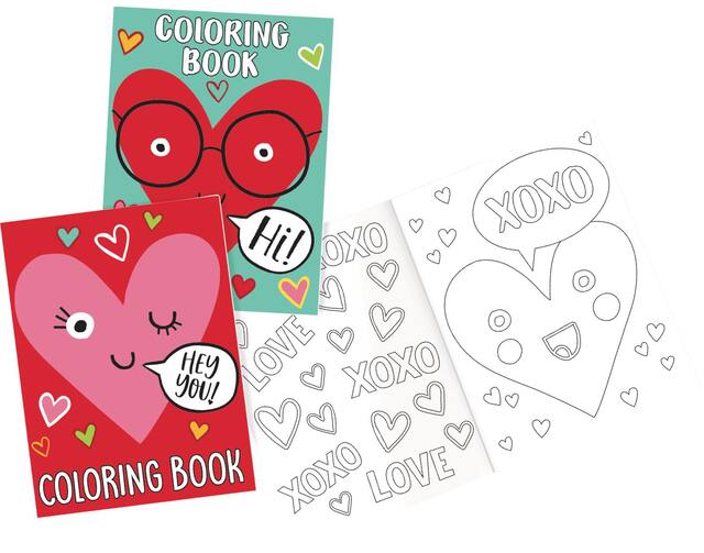 "XOXO" Colouring Activity Book Exchange Cards, Red/Blue, Heart, 12-pk, for Valentine's Day ...