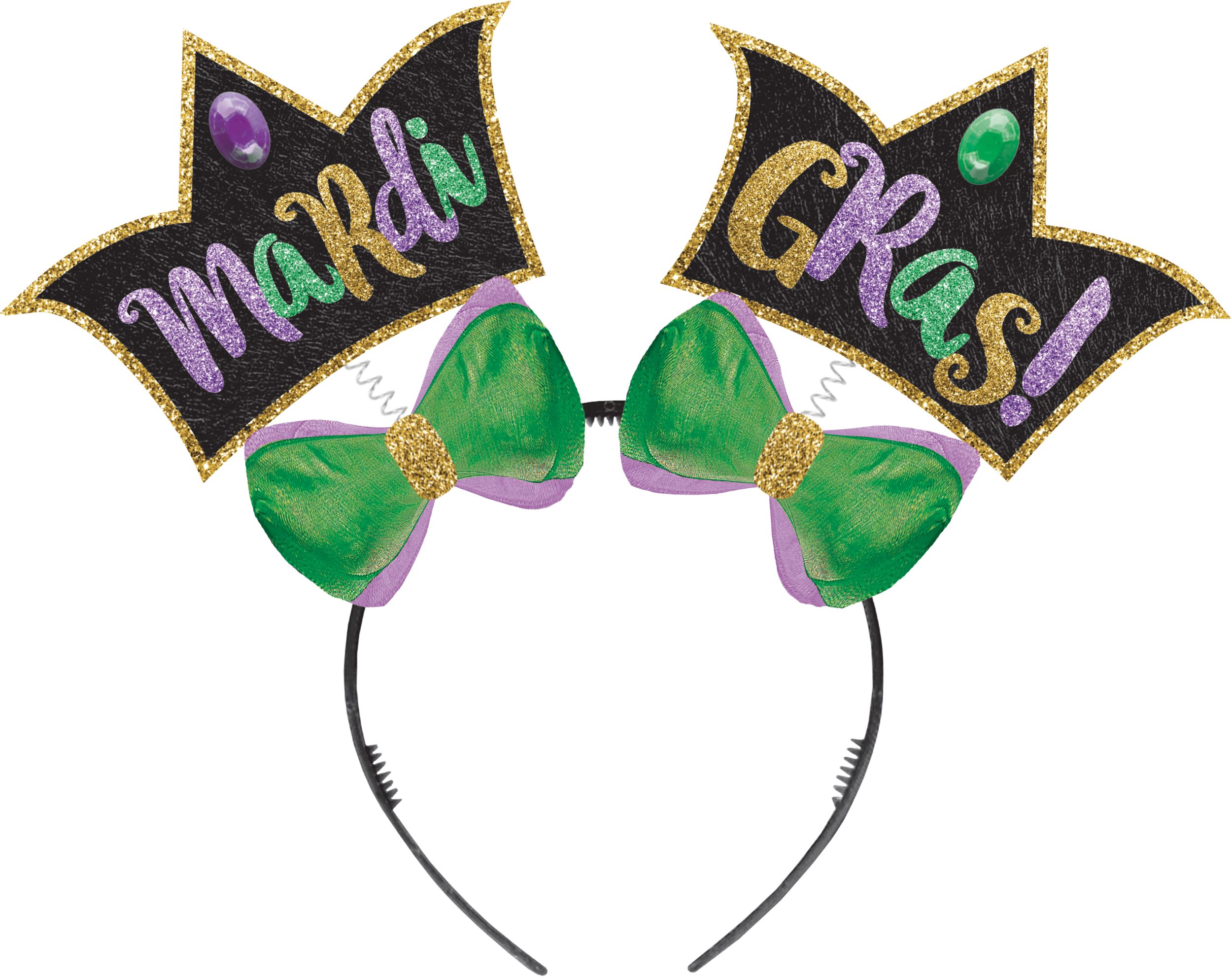 "Mardi Gras" Crown Headband Bopper, Gold/Green/Purple, One Size, for ...