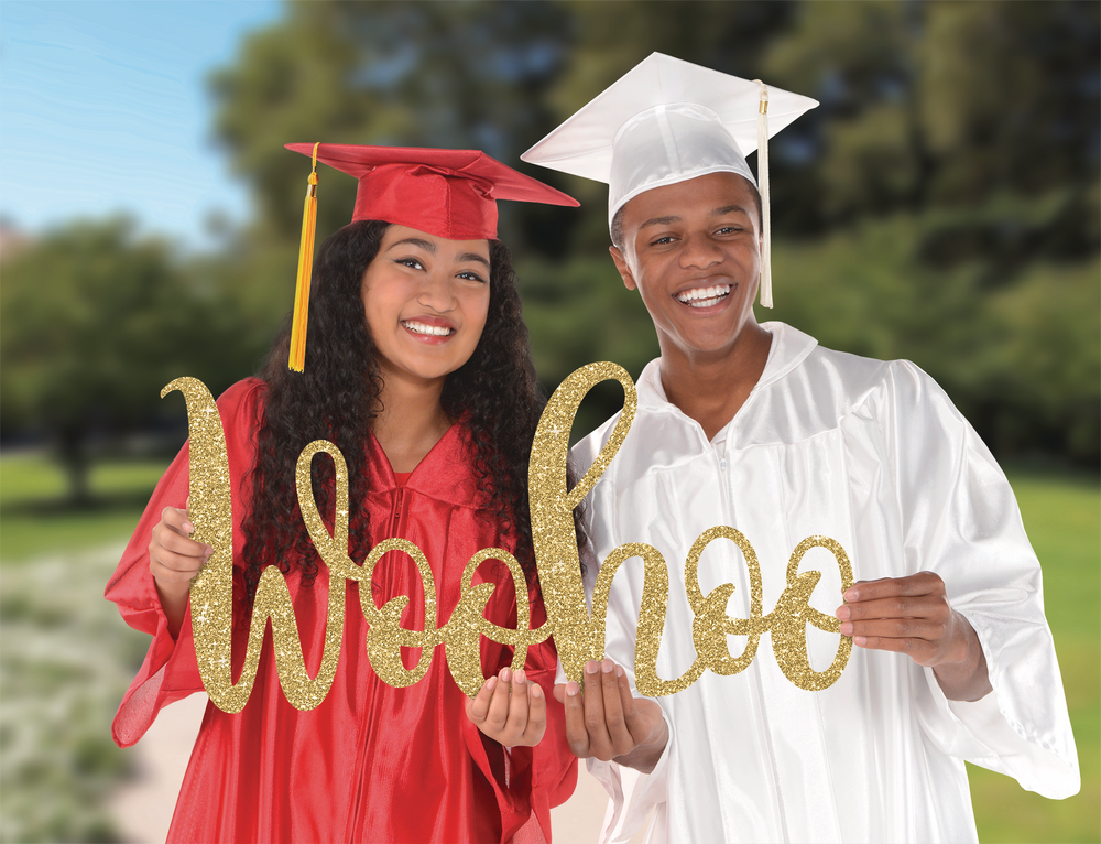 Glitter Gold Woohoo Photo Booth Prop | Party City