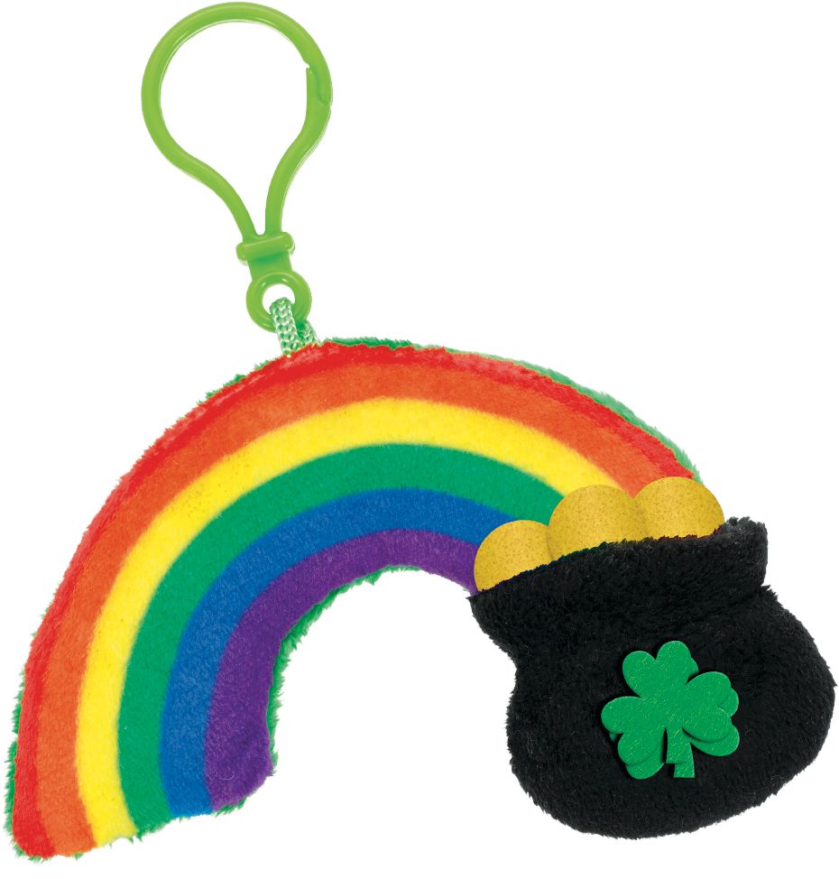 Clip-On Pot of Gold & Rainbow Plush | Party City