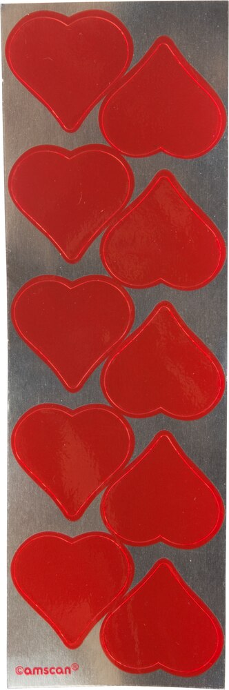 Foil Red Heart Stickers, 3-pk | Party City