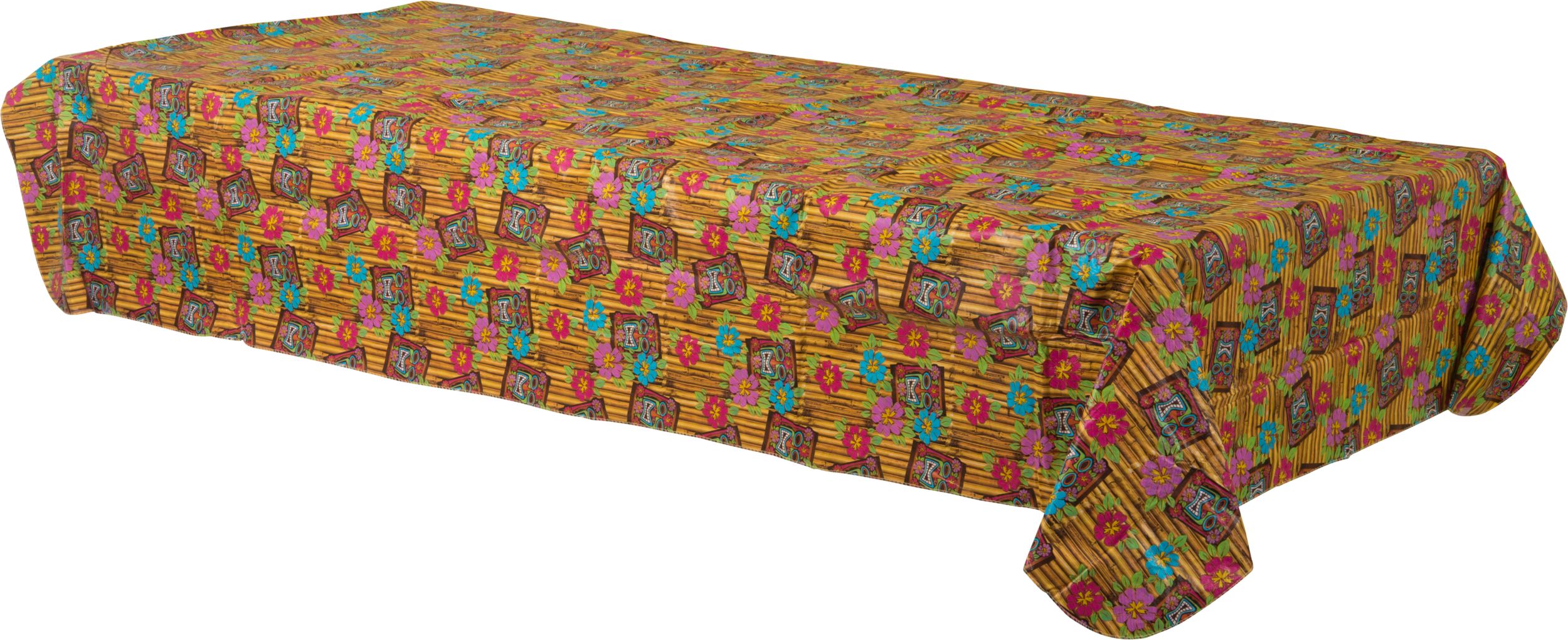 Tiki Time Flannel-Backed Vinyl Table Cover | Party City