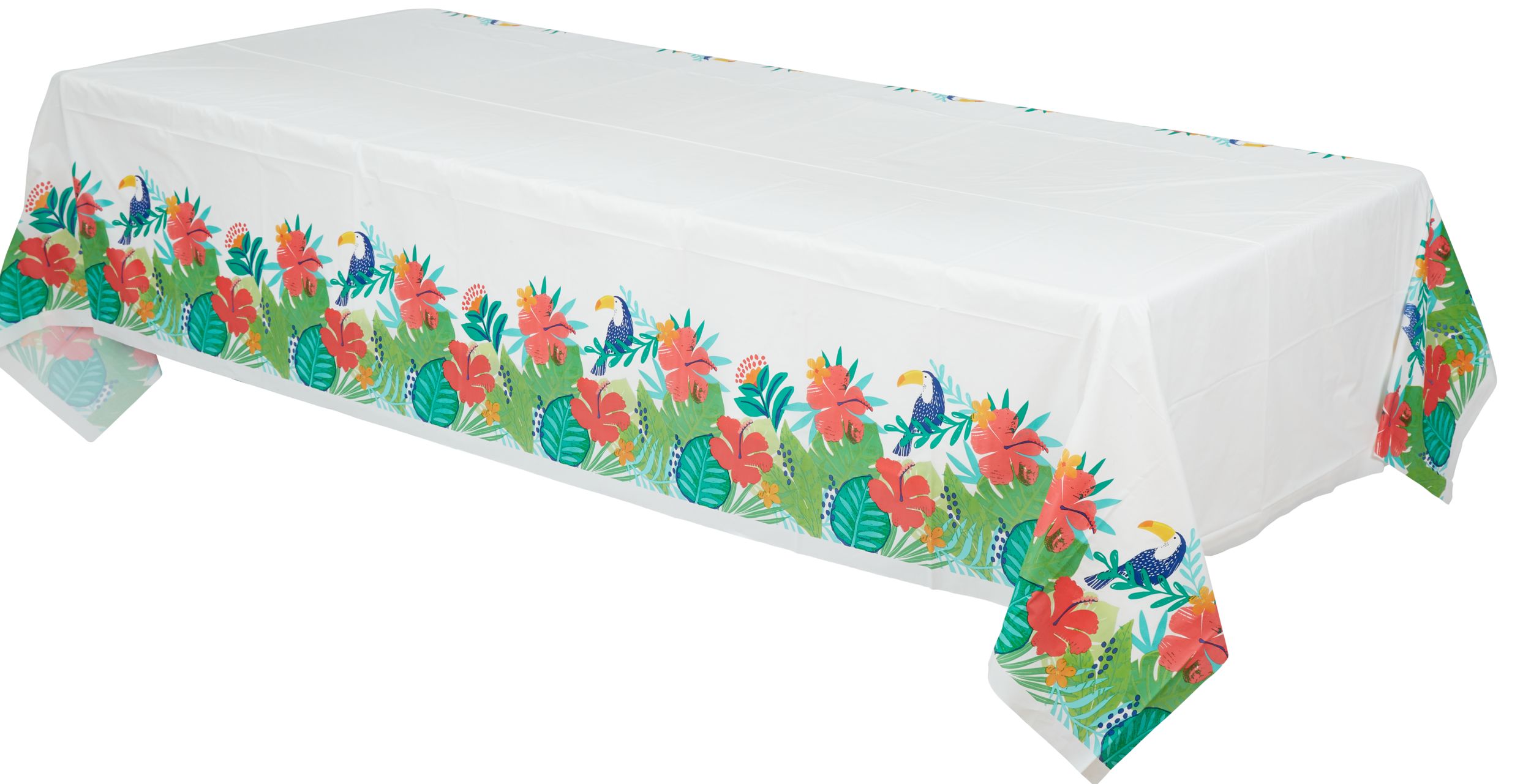 Tropical Jungle Rectangle Plastic Reusable Table Cover, Multi-Coloured ...