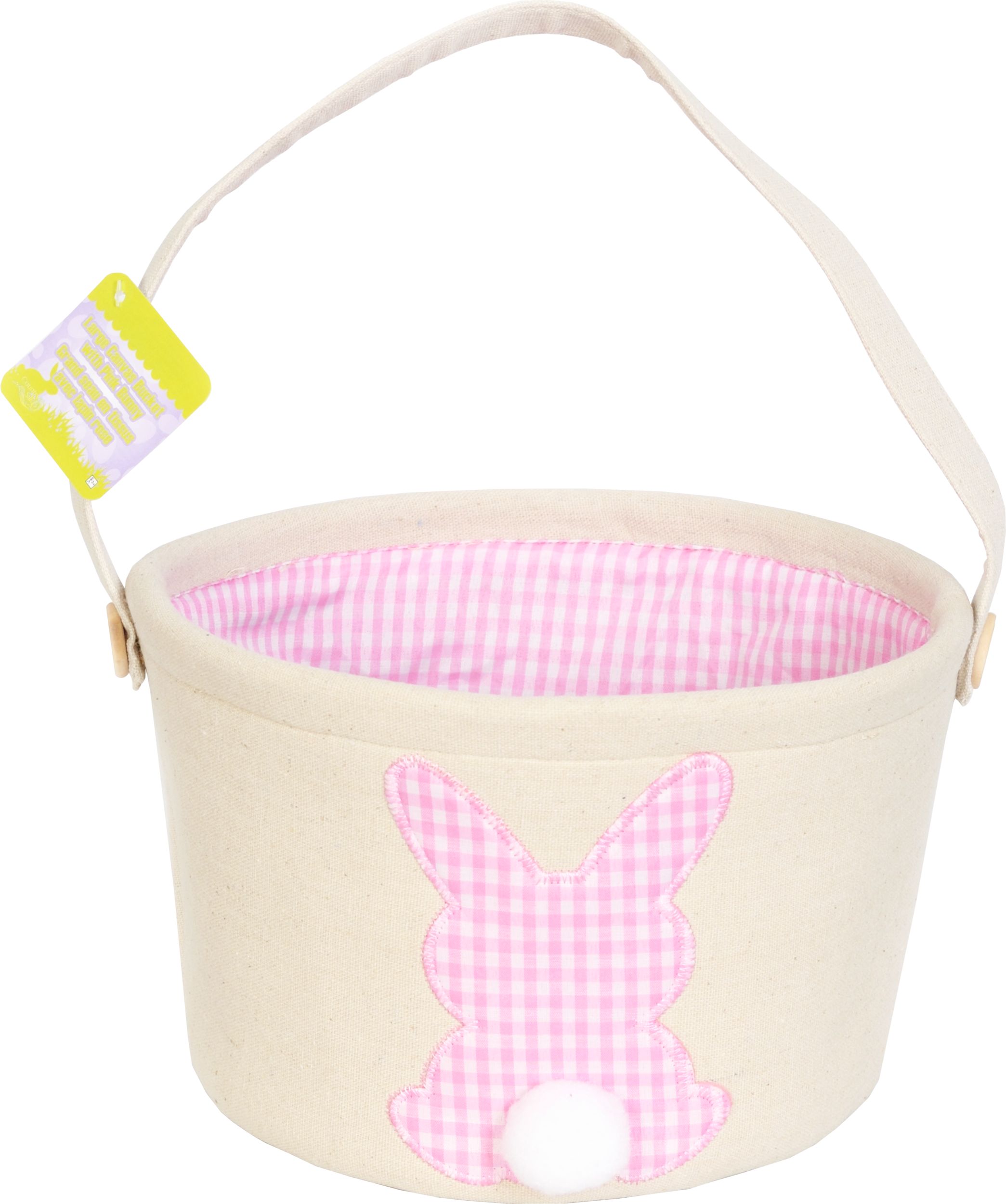 Canvas Pink Plaid Bunny Easter Bucket | Party City