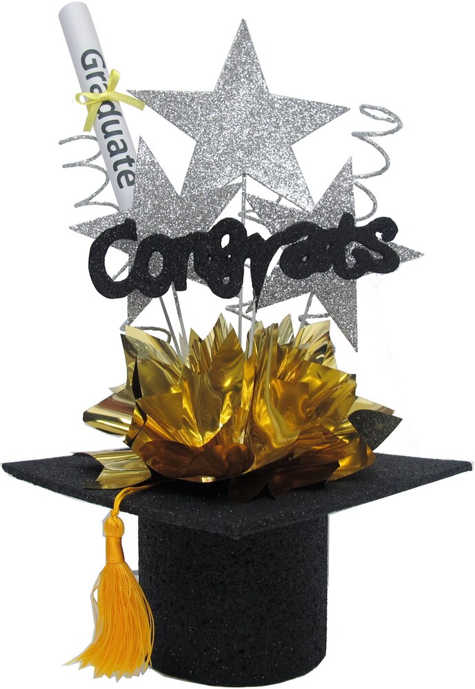 Glitter Congrats Graduation Cap Centerpiece | Party City