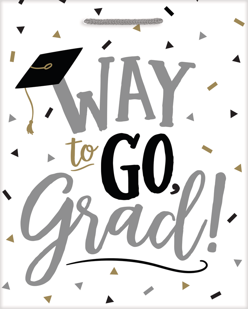 Way to Go Grad Gift Bag, Black/White | Party City