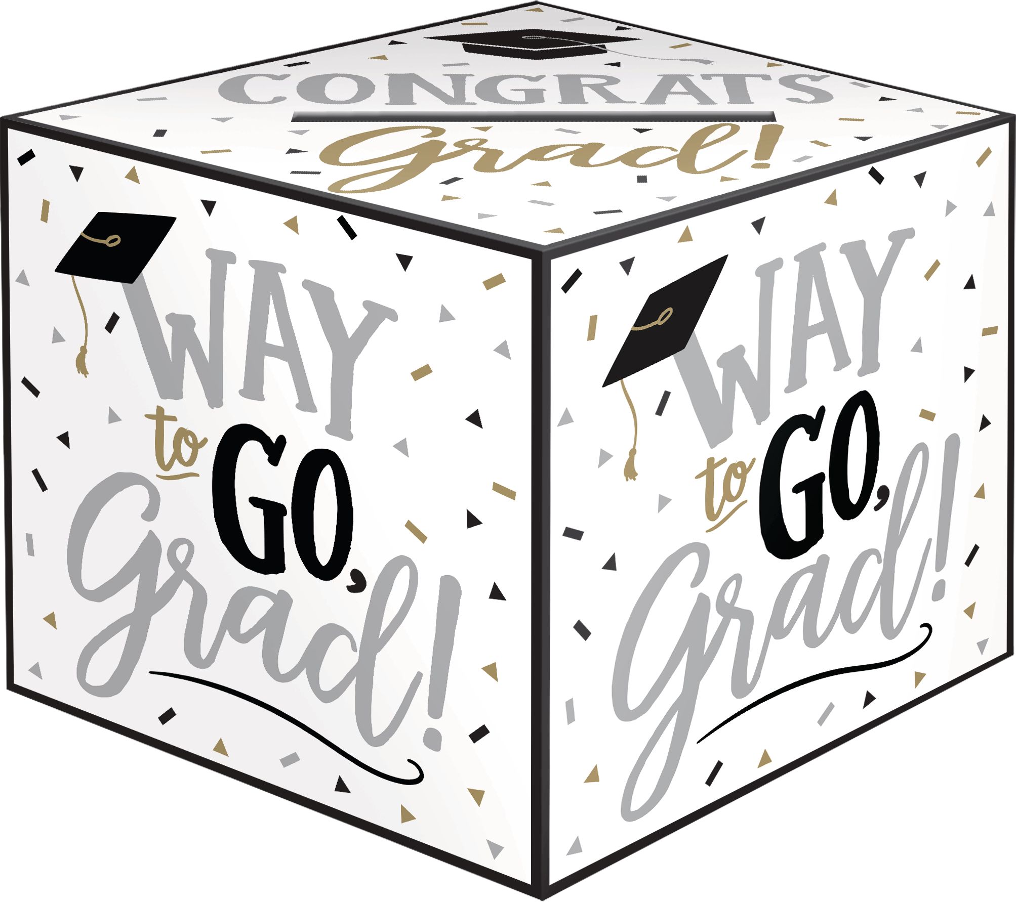Way to Go Grad Card Holder Box, Black/White | Party City
