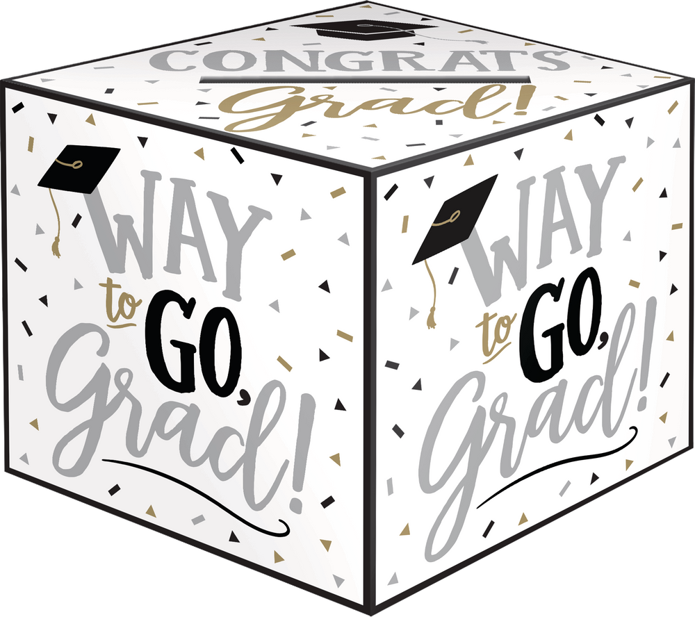 Way to Go Grad Card Holder Box, Black/White | Party City