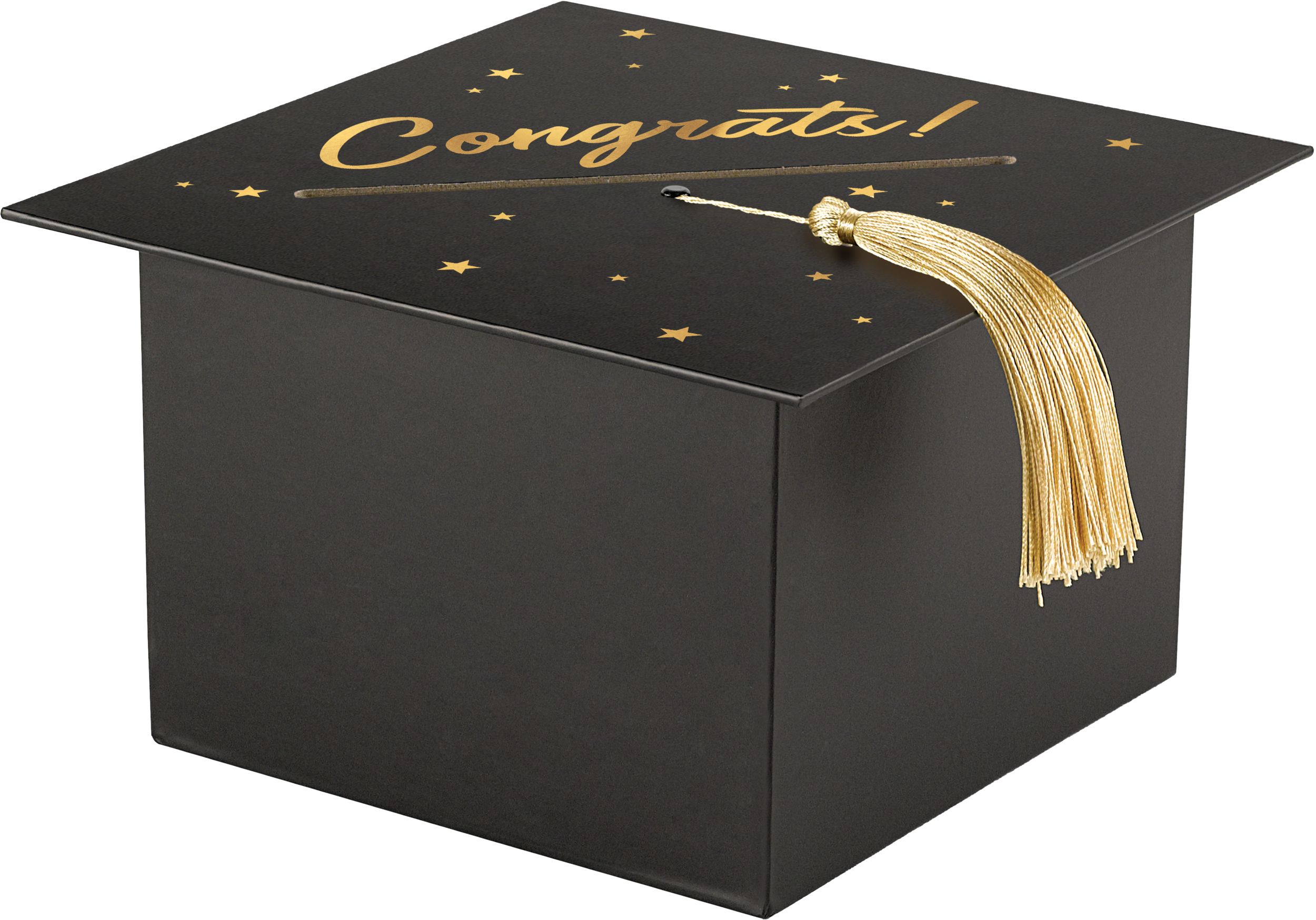 Black & Gold Mortarboard Cap Graduation Cardholder Box | Party City