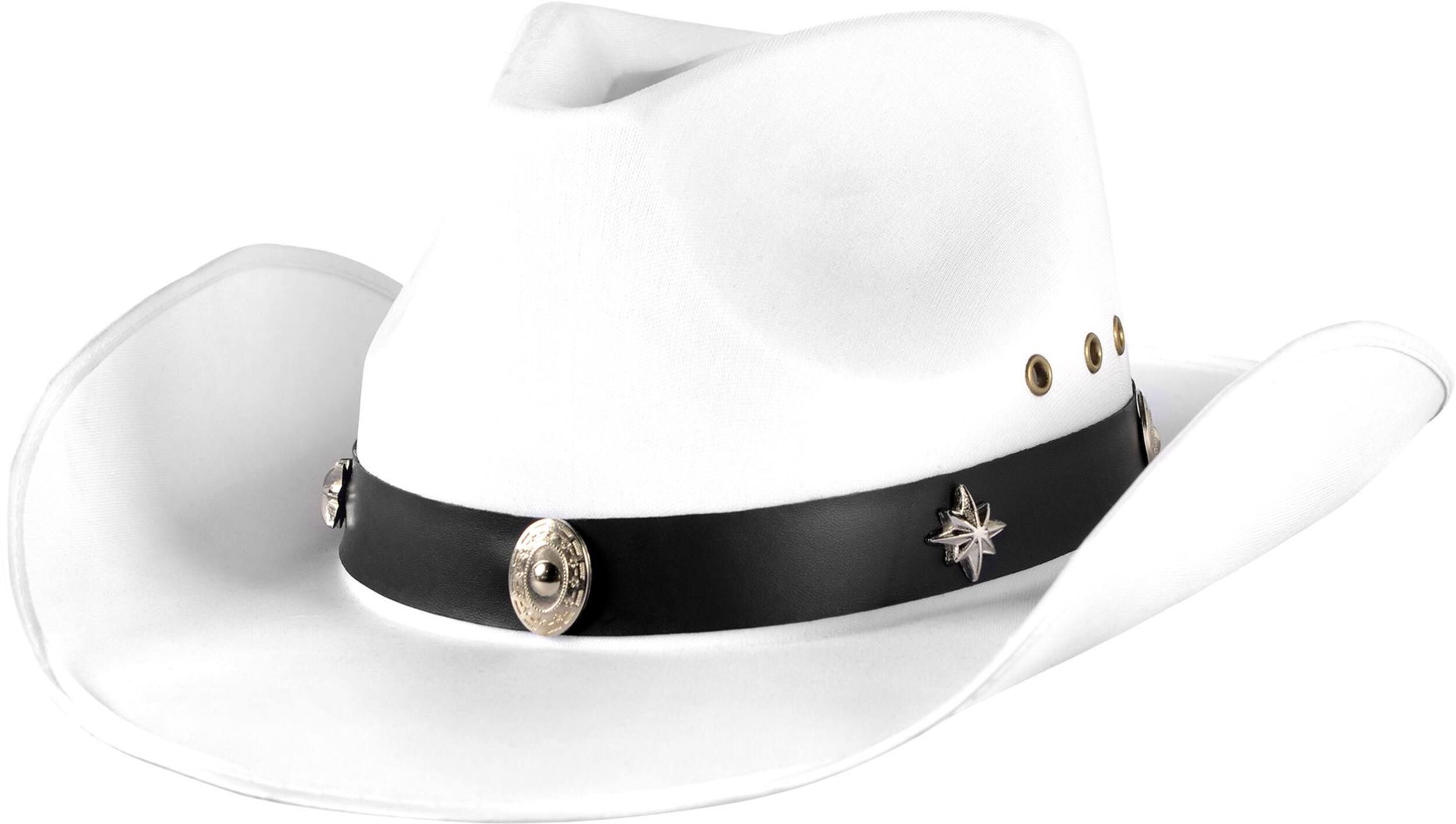 Western Cowboy Hat with Studded Band, White, One Size, Wearable Costume ...