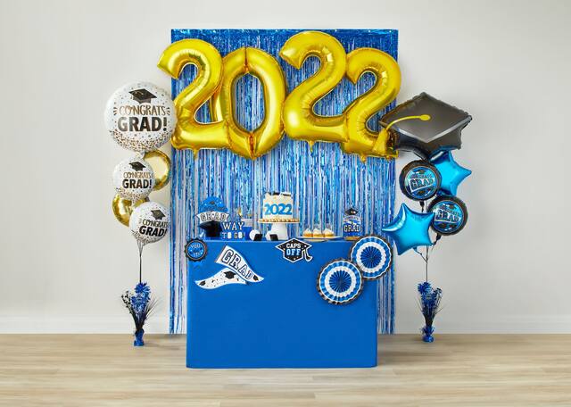 "Congrats Grad" Room & Table Centerpiece Decorating Kit, Blue, 5-in, 10-pk, for Graduation ...