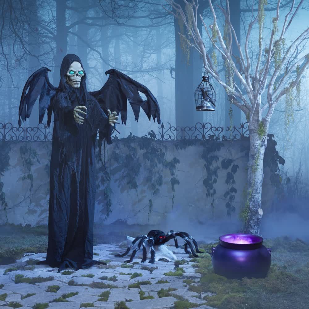 Spider Animated Jumping Prop, Black, 36-in, Sound Activated Indoor ...